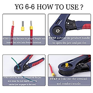Yangoutool Ferrule Crimping tool YG6-6 Awg28-10 Hexagonal Increasing Conductive Area Unique Compact Design Wire Ferrell Crimper for Wiring Cable Insulated End-Sleeves Assortment Connectors Terminal