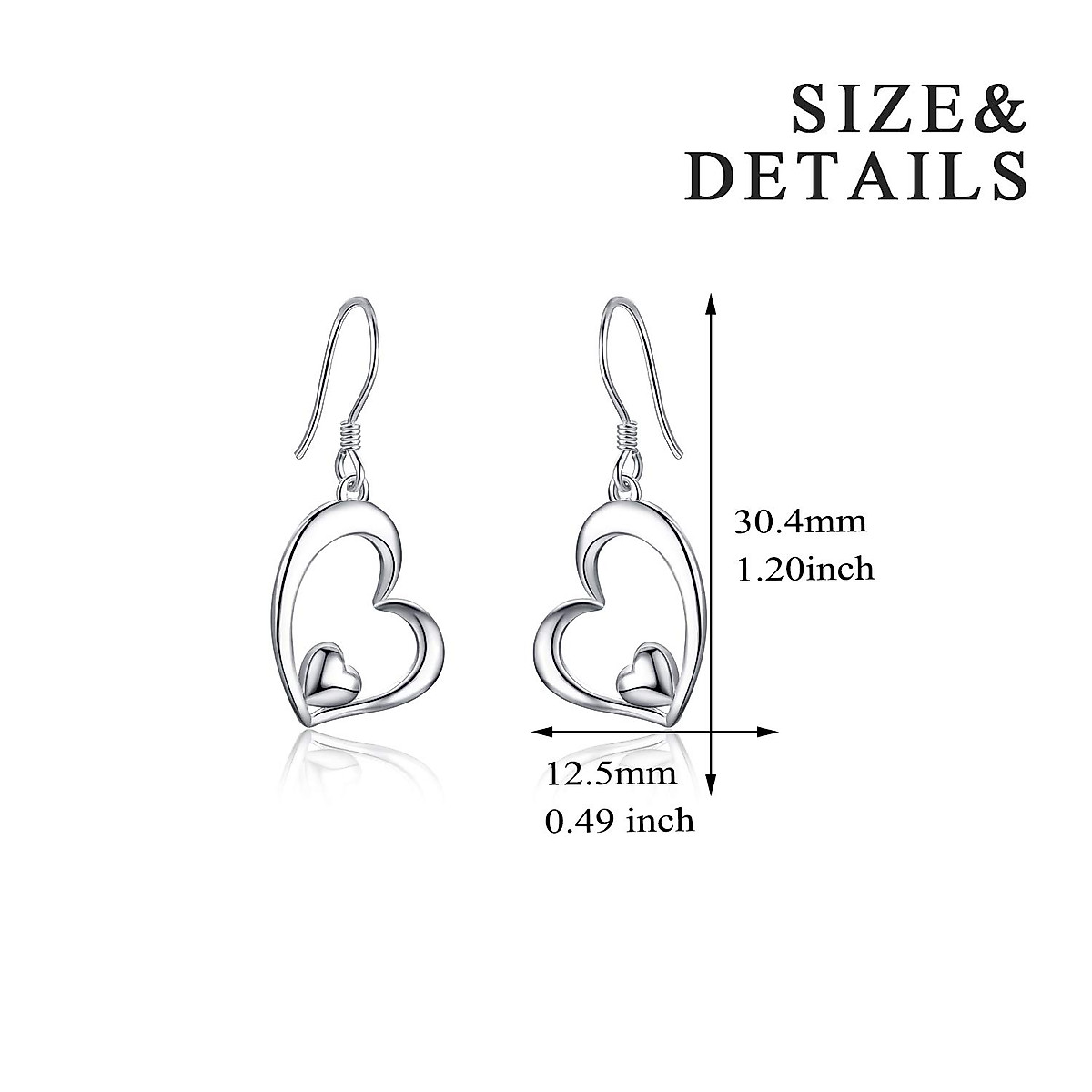 WINNICACA Heart Earrings for Women Sterling Silver Heart Dangle Drop Earrings Heart Jewely Heart Gifts for Teens Girls Wife Girlfriend Birthday Anniversary Christmas Gifts