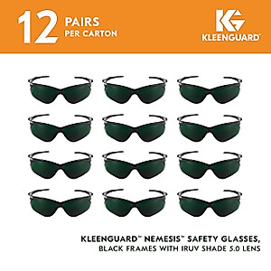 KleenGuard V30 Nemesis Safety Glasses (25671), IRUV Shade 5.0 Lenses with Black Frame, 12 Pairs / Case
