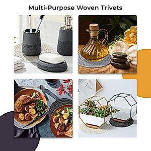 Trivets Pot Holders Set for Hot Dishes Set of 3, Hot Pads for Kitchen, 100% Cotton Trivets for Hot Pots and Pans, Spoon Rest for Cooking & Baking, Stylish Coaster & Hot Mats (Mix Grey 7 Inch Diameter)