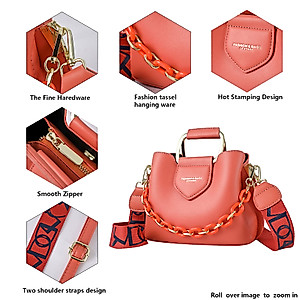 Qiayime women's Fashion shoulder handbags purses PU Leather Top Handle satchel Tote Crossbody Bag (Orange)