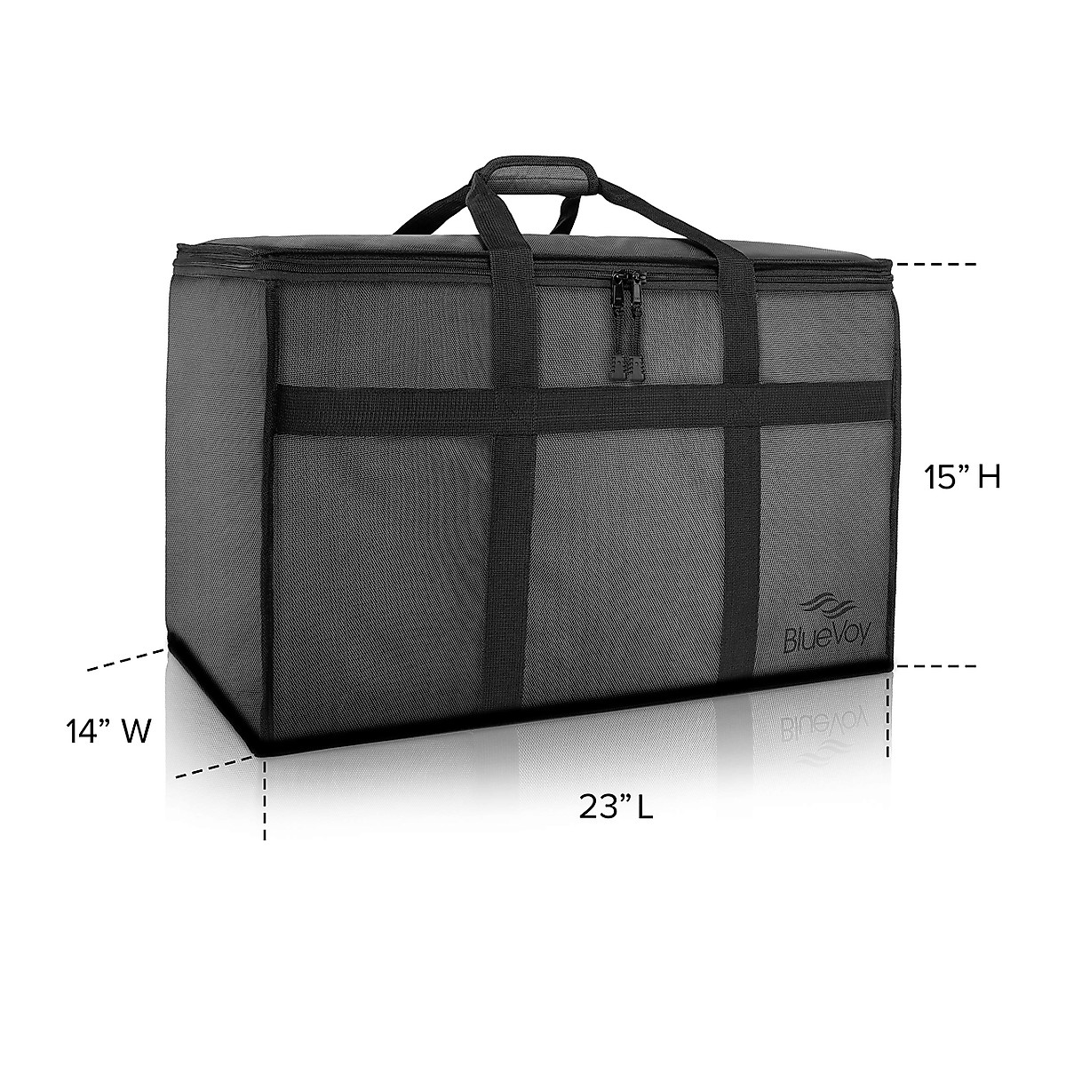 BlueVoy Insulated Food Delivery Bag – Premium Large Commercial Catering Bag for Food Transport - Hot and Cold Thermal Insulated Food Carrier with YKK No Snag Zippers – Ultra Durable Polyester Material