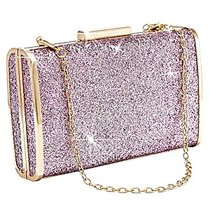 Yokawe Women's Clutch Purse Sparkling Glitter Evening Bag Prom Party Bride Wedding Handbag (Pink)
