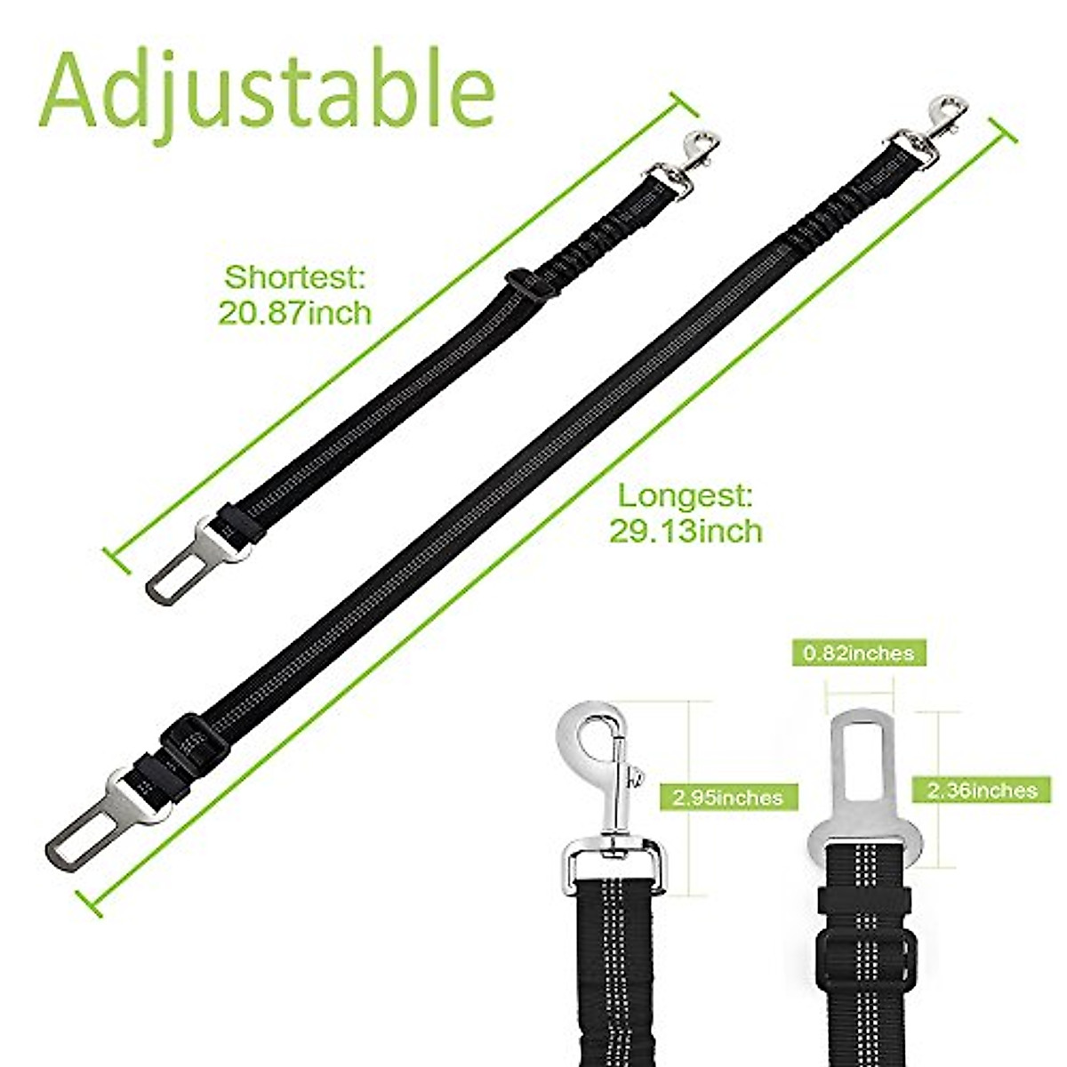 Nasus Dog Car Harness Plus Connector Strap, Adjustable Double Breathable Mesh Fabric Travel Regular Vest Harness with Safety Seat Belt in Cars Vehicle for Dogs Road Trip Daily Walks (Small, Black)