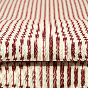 Roc-Lon 44/45" 100% Cotton Woven Ticking, Cut by Yard, Stripe Red