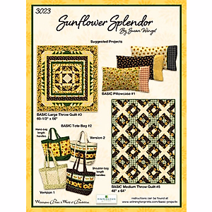 Wilmington Prints Sunflower Splendor 24-7/8" Sunflower and Goldfinch Panel Black, Fabric by The Panel