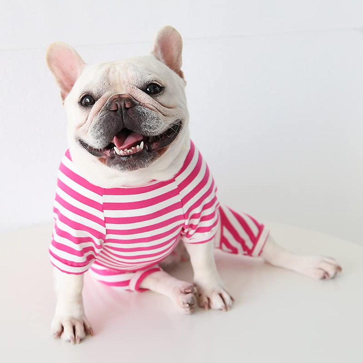 Harikaji Dog Pajamas,Dog Striped Jumpsuit Pet Clothes Leg Cover Pjs for Cats Dogs(Pink,L)