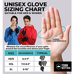 Tough Outdoors Touch Screen Running Gloves - Black Winter Glove Liners for Texting, Cycling, Exercise & Sports - Thin, Lightweight & Warm Cold Weather Thermal Gloves - Super Grippy Palm X-Large