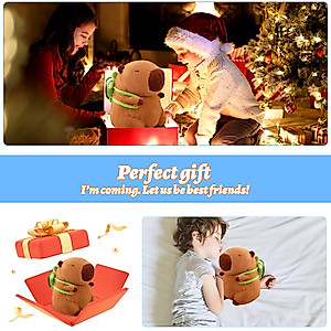 Emoin Capybara Plush Toys Kawaii Capybara Plushies with Turtle Backpack Soft Brown Capybara Stuffed Animals Capybara Gifts Doll Pillow for Baby Boys Girls Toys - 9Inch