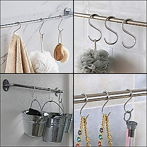 HongWay 15 Pack 2.75" S Hooks for Hanging, Stainless Steel Metal Heavy Duty S Hooks for Kitchen Pan-Pot, Outdoor Hanging Plants, Wardrobe, Bathroom, Bedroom, and Office
