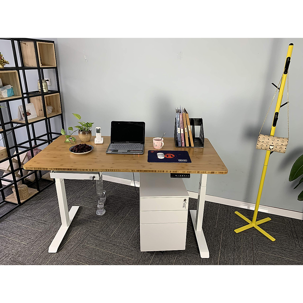 VWINDESK VJ201-S3 Electric Height Adjustable Sitting Standing Desk Frame Only/Sit Stand - Dual Motors 3 Segment Motorized Desk Base Only,White