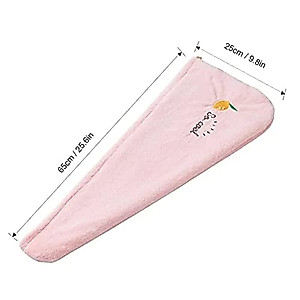 Rapid Drying Towel for Women, Coral Fleece Women Hair Towel Set, Soft Dry Hair Towel with Embroidery, Super Absorbent Hair Wrap Turban Microfiber Hair Towel Wrap for Children and Women (Pink)