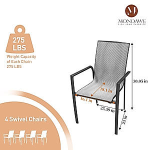 MONDAWE Textilene Outdoor Dining Chairs Cast Aluminum Sling Patio Chairs Weather Resistant High Back Lightweight Stackable Chairs for Backyard Lawn Garden - 4pcs