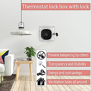 PKLIYH Universal Small Thermostat Lock Box-Thermostat Cover with Key Clear Small Thermostat Guard Fit All Ecobee,Google,Nest Thermostat on Wall 4.72''*4.72''*2'' or Smaller