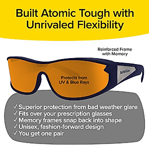 BattleVision Storm Wraparounds Bad Weather Driving Glasses, AS-SEEN-ON-TV, Fits Over Your Prescription Eyeglasses & Reading Glasses, See Clearer, Anti-Glare, Reduces Glare in Rain, Snow & More, Unisex