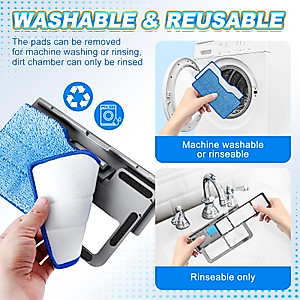 KEEPOW Reusable Vacmop Replacement Pads Compatible with Shark Vac Mop VM252 VM200 VC205 VM250 VM190 VM200P12, Vacuum Mop Pads Refills for Hardwood Floor with Upgraded Dirt Chamber, Blue, 2+1+1 Pack