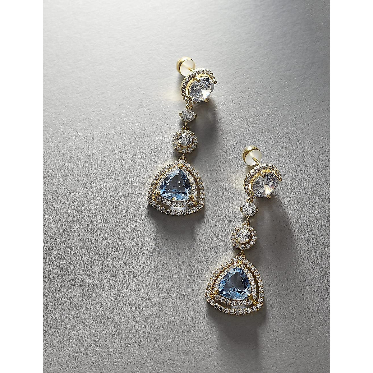 KZZENKI Sky Blue Created Aquamarine Earrings Gold Dangle Earrings for Women, Drop Chandelier Earrings Jewelry Trendy