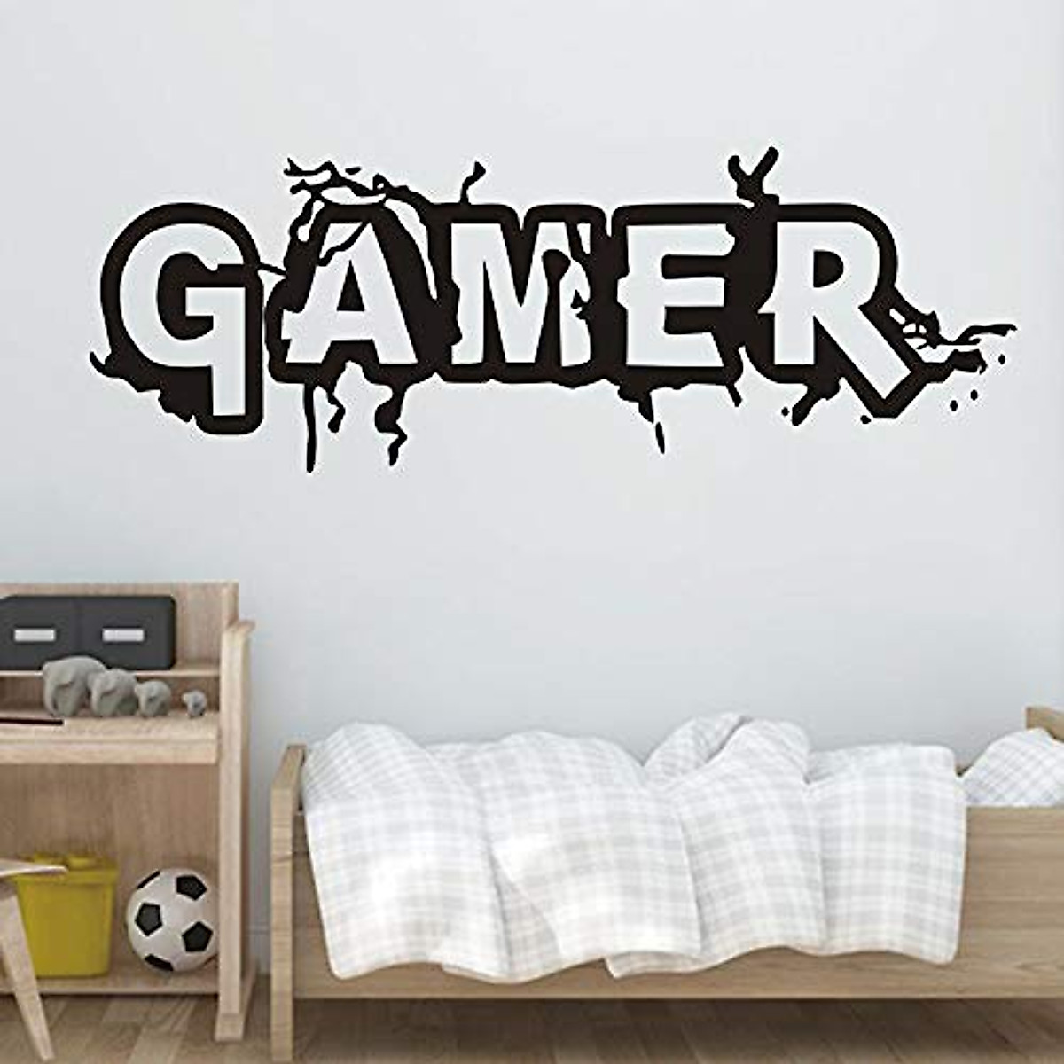 Gamer Wall Decal Vinyl Decal Art Design Stickers for Home Playroom Bedroom Game Boys Room Game Center Internet Bar(Gamer, 35" W x 11" H)