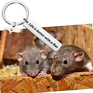 bobauna Rat Keychain Rat Lover Gift Life Is Better With A Rat Mouse Jewelry Pet Rodent Owner Gift (rat keychain)