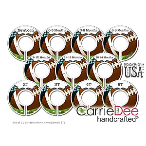 Football Nursery Closet Size Dividers, Boys Football Baby Clothes Organizers, Sports Theme Nursery - Gift for New Mom, Mom-To-Be, Baby Shower, Organization (Set of 11 (Newborn to 5T))