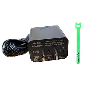 Yealink PS5V2000US Power Supply Cord 5V 2A for Yealink IP Phones SIP T29G, T32G, T38G, T46G, T46S, T46U, T48G, T48S, T48U, T52S, T54S, T54W, T56A, T57W, T58A, T58W, T58V, MP54/56/58 & GDR Cable Tie