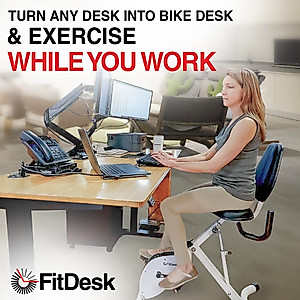 FitDesk Standing Desk Bike - Height Adjustable with 8 Level Resistance and Easy to Read Digital Performance Meter - Foldable - for Home and Office Use, White