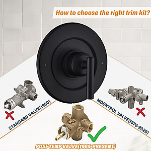 Replacement for Moen T2901BL Gibson Posi-Temp Shower Valve Trim Kit, Matte Black Shower Trim Kit