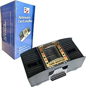 Yuanhe Casino Automatic Card Shuffler - 2 Deck Battery Operated Electric Poker Shuffler for UNO, Phase 10, Poker, Blackjack, Texas Hold'em, Home Card Games