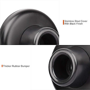 KOVOSCH Concave Wall Door Bumper Stop Black – 2-1/2” Outside Diameter Stainless Steel Cover with 1-1/8” Black Rubber Bumper – Easy to Install with Screw