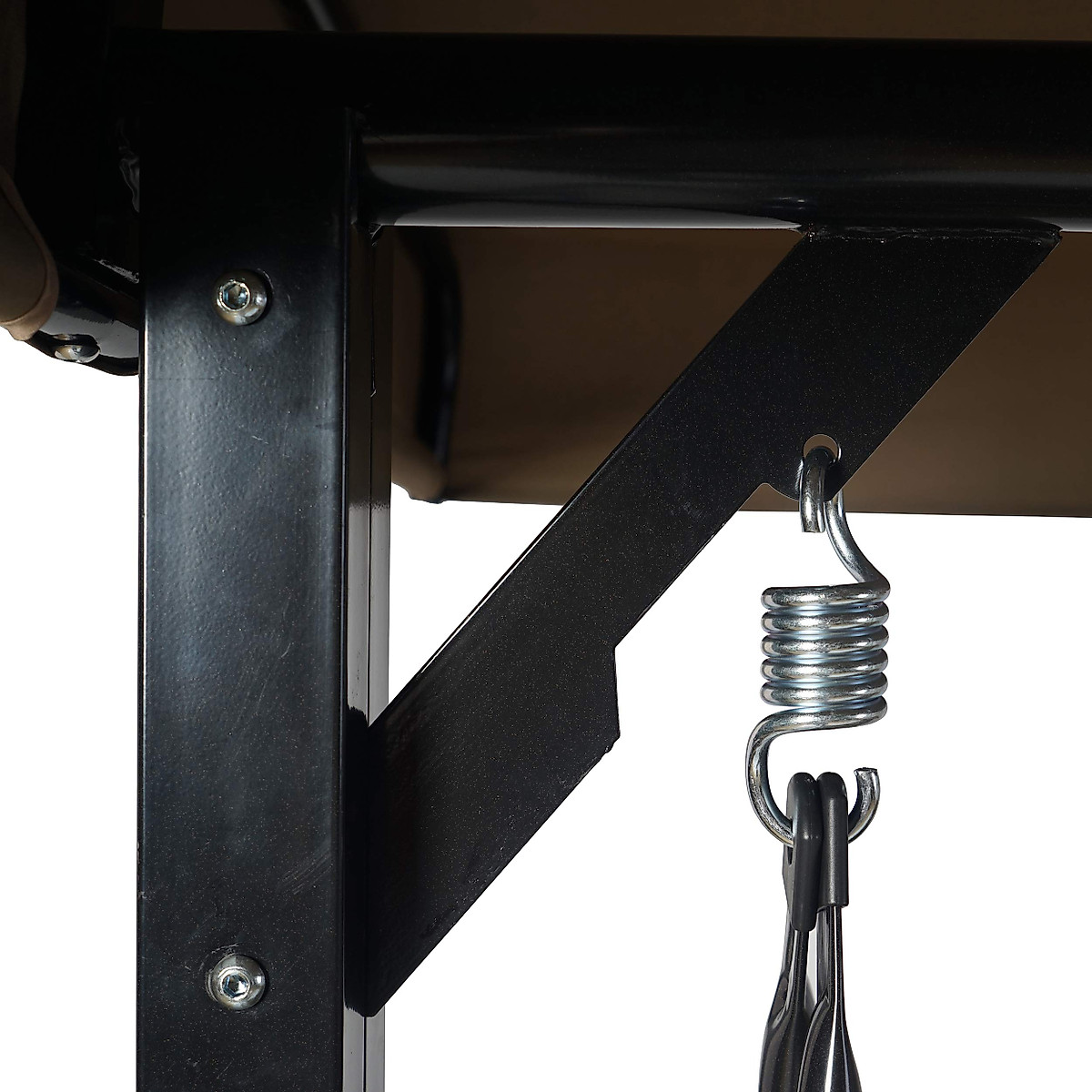 Kozyard Brenda 3-Seat Patio Swing Chair, Outdoor Porch Swing Glider with Adjustable Canopy, Side Pouches, Breathable Seat and Back, for Garden, Poolside, Backyard (Taupe)