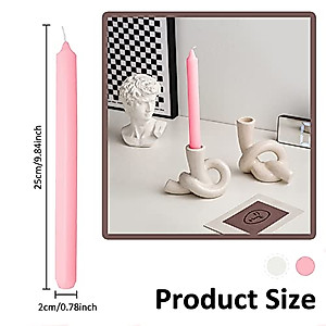 12 Pack Pink Tall Taper Candles 10 inch Long Stick Candles, TWUTGAYW Smokeless Unscented Dinner Candle, 6 Hour Burn Time Dripless Tapered Candles for Candlesticks Christmas Thanksgiving Home Decor