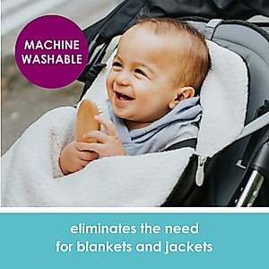 JJ Cole Bundle Me Winter Baby Car Seat Cover and Bunting Bag - Original - Sherpa Lined Weather Resistant Baby Carrier and Stroller Cover - Stroller Accessories and Winter Baby Essentials - Black