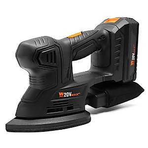 WEN Cordless Palm Sander with 20V Max 2.0 Ah Lithium-Ion Battery and Charger (20401) Black
