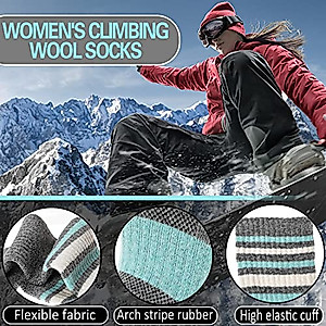 EBMORE Womens Merino Wool Hiking Socks Thermal Warm Winter Boot Crew Cushion Work Gift Socks 5 Pairs(Striped-B)