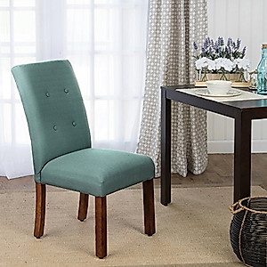 Homepop Home Decor | 4 – Button Tufted Upholstered Parsons Dining Chairs | Set of 2 Accent Dining Chairs, Aqua