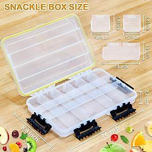 Portable Snackle Box Container - 17 Compartment Adjustable Divided Serving Tray, Snack Box Organizer for Fruits, Candy, Nuts, Snacks, Charcuterie - Ideal for Party, Travel, Beach, Picnics, Camping