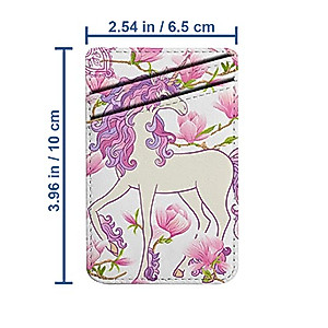 Diascia Pack of 2 - Cellphone Stick on Leather Cardholder ( Pink Magnolia Flowers Pattern Pattern ) ID Credit Card Pouch Wallet Pocket Sleeve