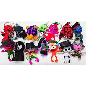 Touchable dream Wholesale Bulk Random Lot 25 Pcs Voodoo Dolls Character Keychain Keyring Keyfob Ornament Hanging Bags Wallets Cars(25)