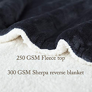 LBRO2M Sherpa Fleece Bed Blanket Queen Size Super Soft Fuzzy Plush Warm Cozy Fluffy Microfiber Couch Throw Velvet Double Reversible Luxurious Blankets,Dark Grey