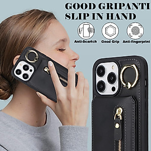 Ｈａｖａｙａ for iPhone 13 pro max case with Card Holder iphone 12 pro max phone case magsafe compatible for women leather zipper phone wallet detachable 2-in-1 magnetic for men-Black