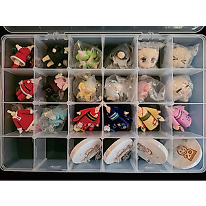 LZLMQSSA Large 24 Grids Plastic Organizer Box Adjustable Dividers,Clear Storage Box for Jewelry, Art DIY Crafts, Fishing Tackles, Beads and Small Parts(2 Pack)