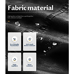 CREATMO US Men's Faux Leather Jacket Vintage Motorcycle Jacket Warm Winter Coat Black XL