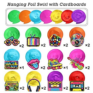 53 Pieces 80s Party Decorations, Retro 1980s Hip Hop Party Hanging Swirls Ceiling Decor for Adults Back to The 80s Party 1980s Throwback Birthday Party Neon Party Rock Hippie Party Supplies