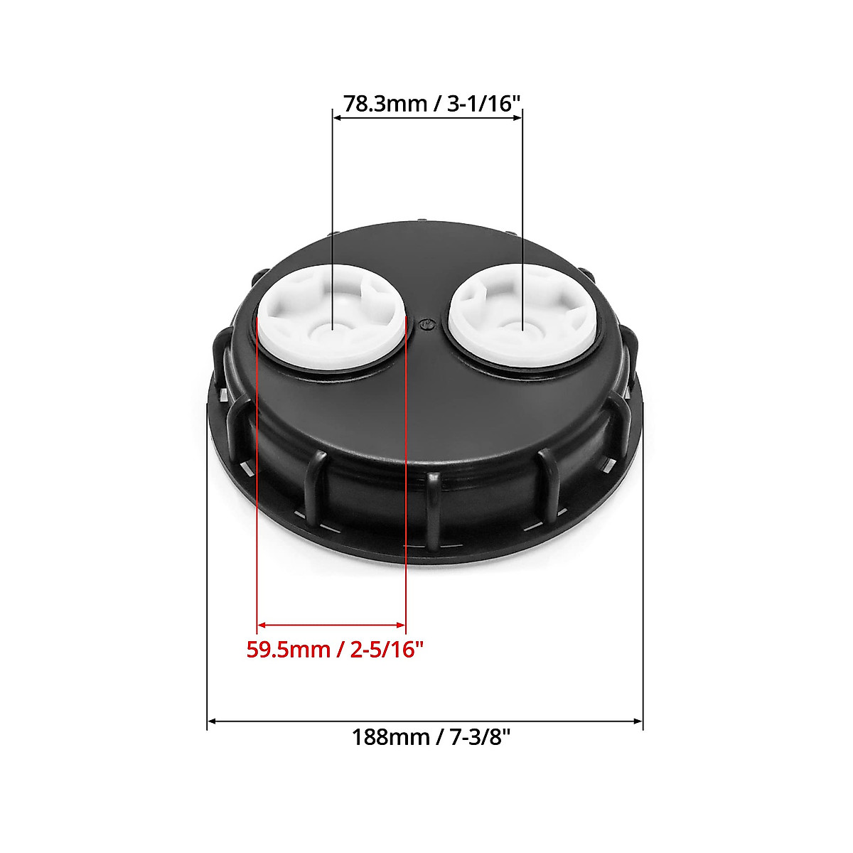 QWORK IBC Tote Lid Cover, 6.5" IBC Tank Water Liquid Tank Cap with Double Vent Hole for Chemical, Food, Industries Storage, 2 Pack