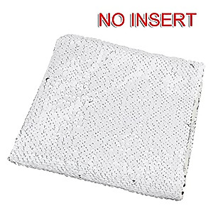 Play Tailor Sequin Pillow Cover Cushion Covers 16x16in Flip Sequins Decorative Throw Pillow Case, Silver and White