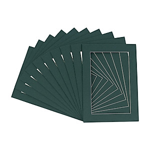 Pack of TEN 16x20 Mats Bevel Cut for 13x16 Photos - Acid Free Forest Green Precut Matboards For Pictures, Photos, Framing - 4-ply Thickness