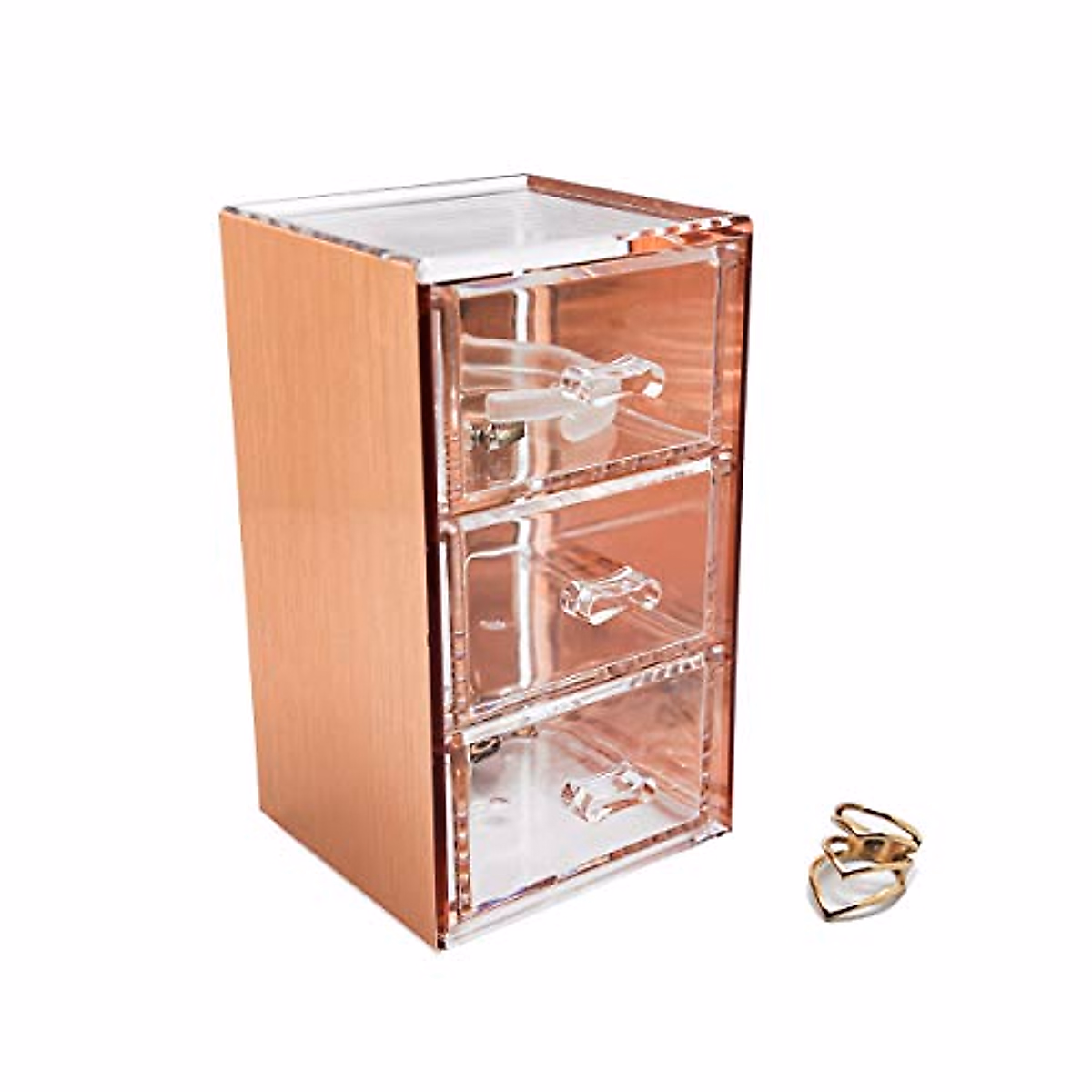 Moosy Life Moonlight Rose Gold Acrylic Accessory Drawer, 3 Spaces ML11