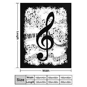 MIBDDK Abstract Music Note with Piano Blanket Flannel Fleece Throw Blankets for Sofa Couch Bed Office All Season 60"X50"