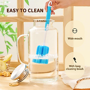 Hannadepot Glass Pitcher, 3.5L/118 oz Glass Water Pitcher with Lid and Spout, Heat/Cold Resistant Borosilicate Glass Water Carafe for Coffee, Juice and Homemade Beverage, with Long Cleaning Brush