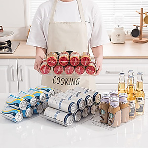 LUXHOUSE 2 Pack Refrigerator Organizer Bin Pop Soda Can Beverage Holder for Fridge, Freezer, Kitchen Countertops, Cabinets - Clear Plastic Can Dispenser, Fruit,Veggie,Canned Food Pantry Storage Rack